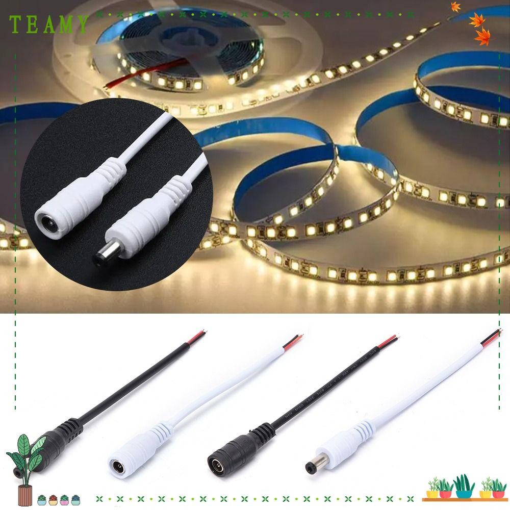 TEAMY Cable Wire Jack Adapter, 5.5x2.1mm LED Strip Wiring DC Male ...