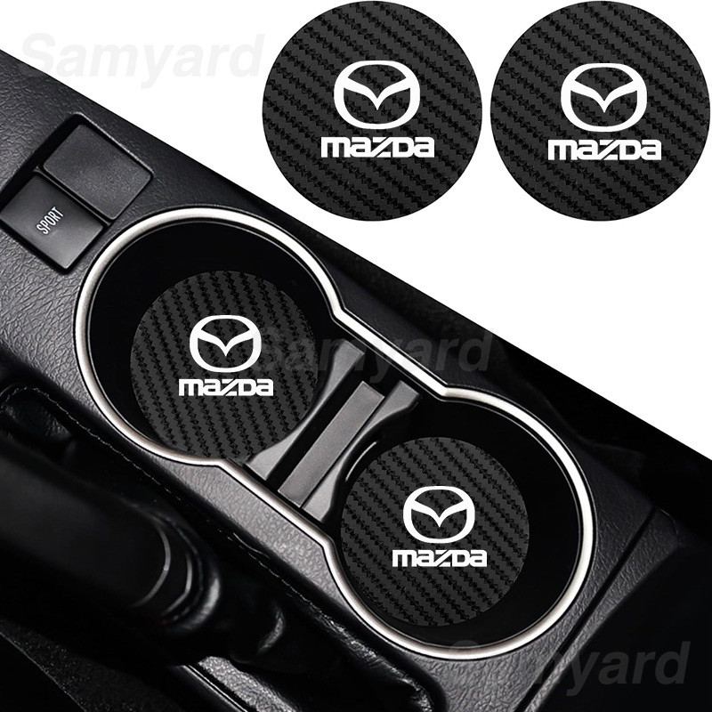 2PCS Carbon Fiber Car Water Cup Pad Holders Non-slip leather Mat Auto ...