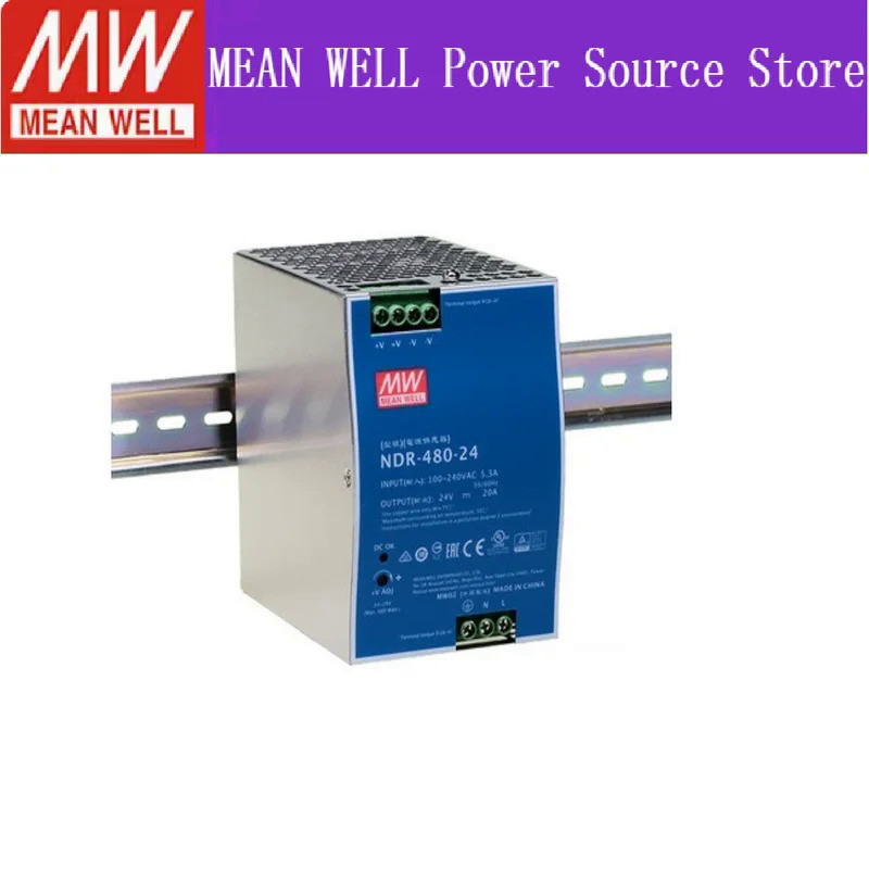 MEAN WELL NDR-480 NDR-480-24 NDR-480-48 480W 24V rail switching power supply 20A industrial ...