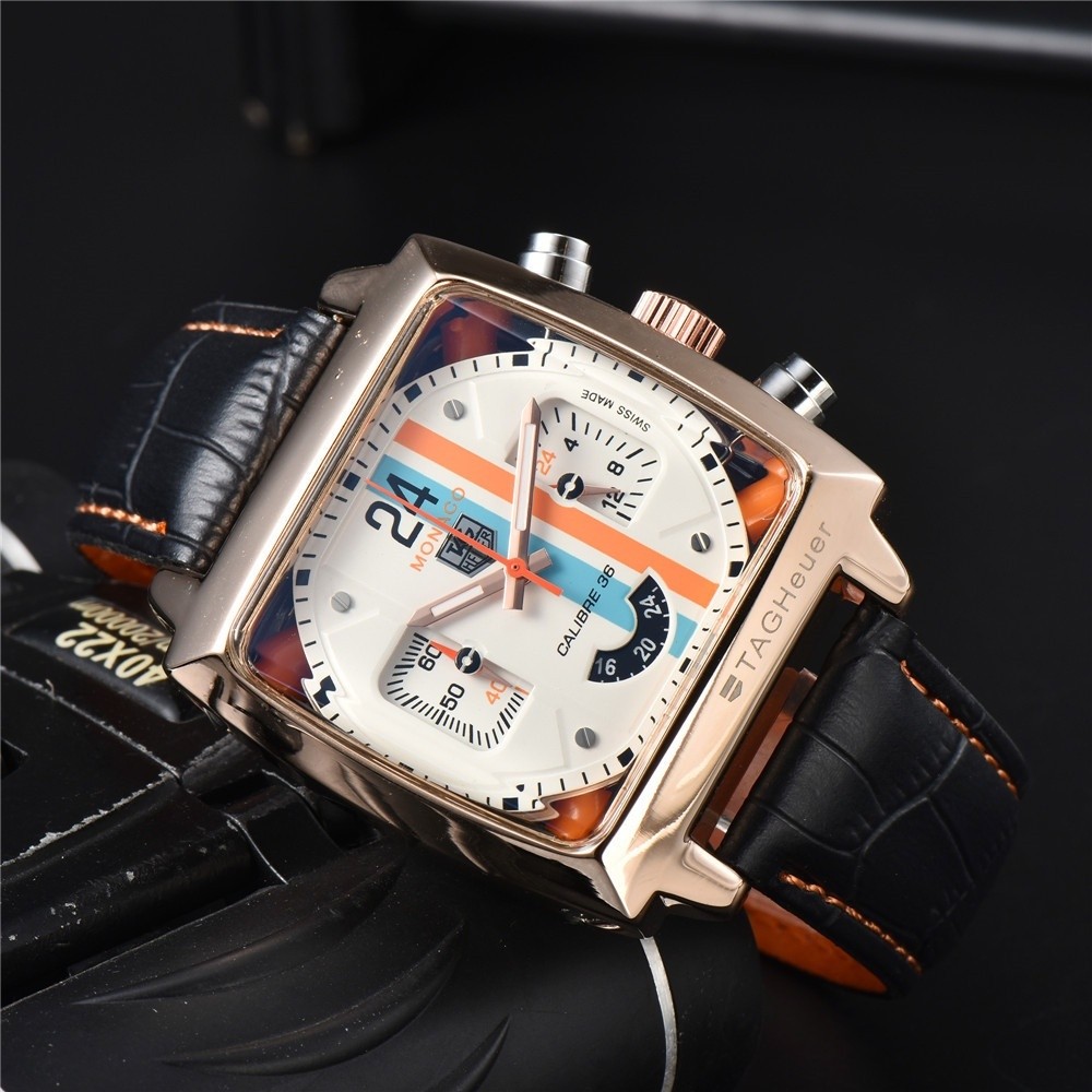 Watch Men's New Style Luxury Square Design Monaco Sports Chronograph ...
