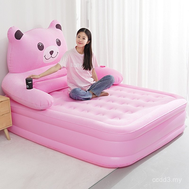 Pink Bear Inflatable Bed Home Double Air Bed Single Cartoon Inflatable ...