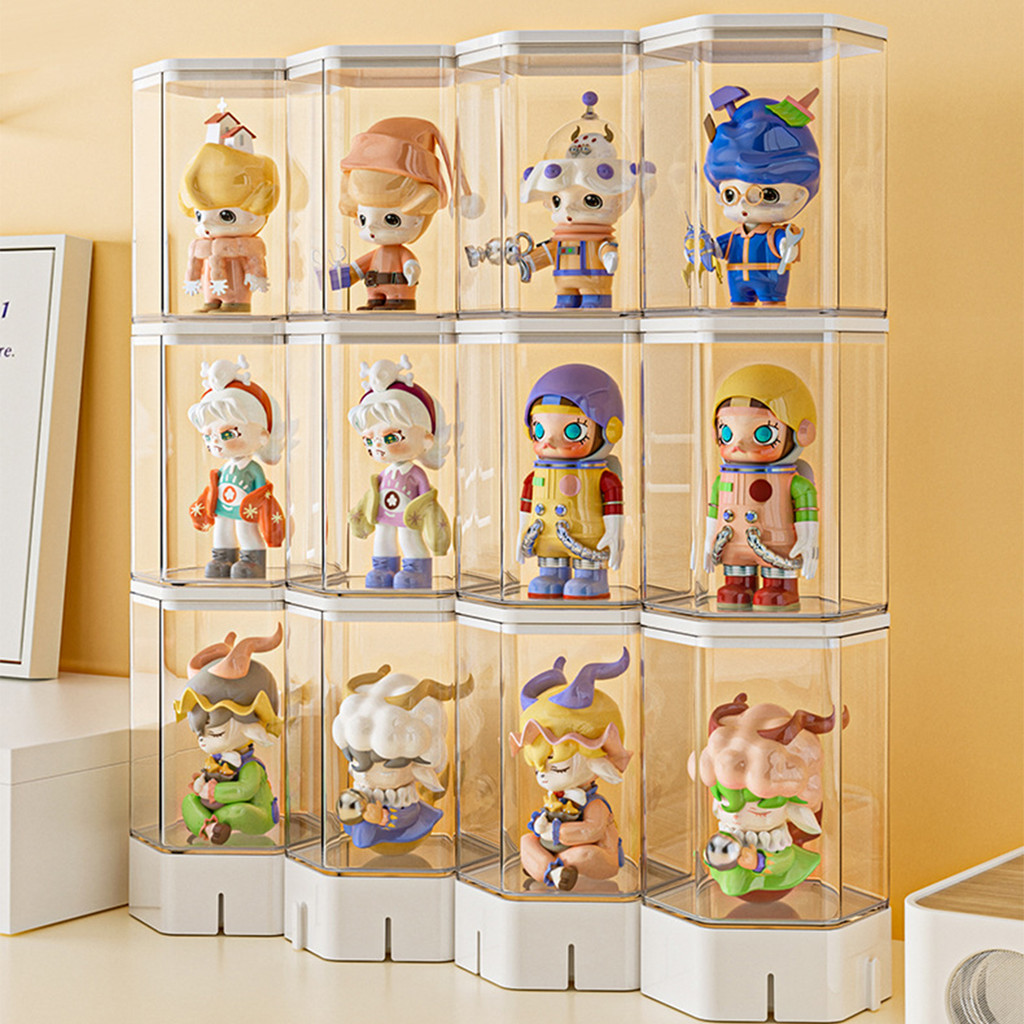 Popmart Display Box Figurine Display Case Stackable Display Storage Box ...