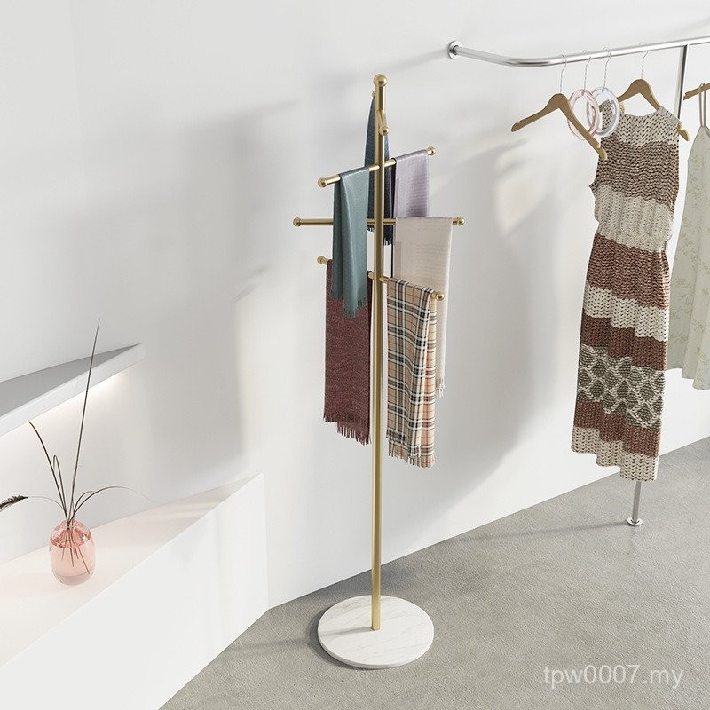 Rak tuala spiral besi, rak paparan lantai marmar, kedai pakaian, tudung ...