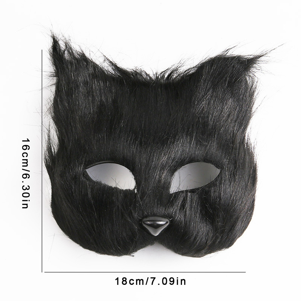 HSG Fox Mask Furry Half Face Animal Cat Mask Halloween Cosplay Party ...