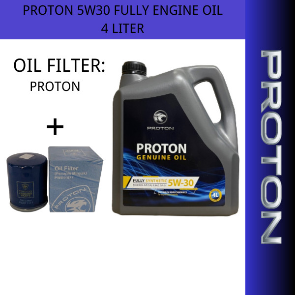 PROTON 5W30 FULLY ENGINE OIL 4 LITER + (PROTON OIL FILTER) | Shopee ...