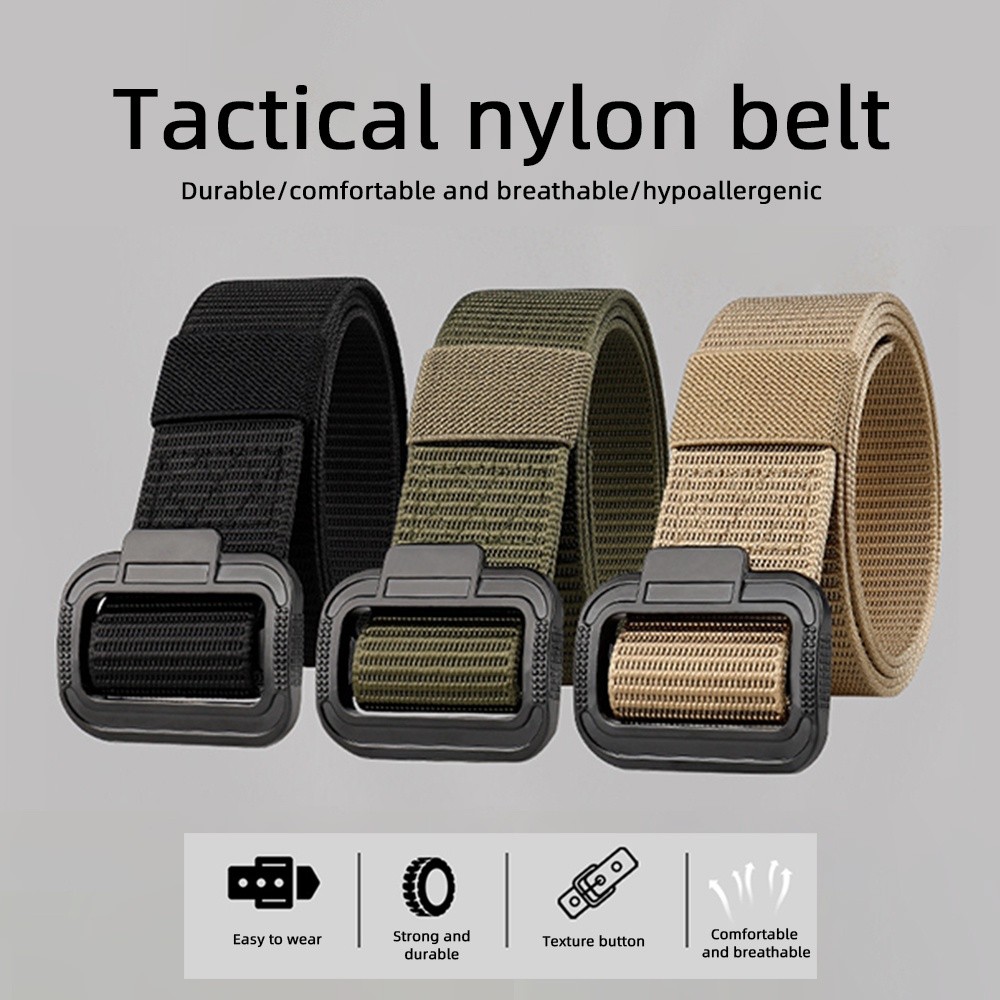 Mens Canvas Belt Combat Army Tactical Military Webbing Loop Adjustable ...