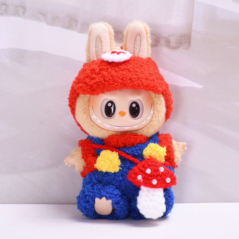 【Only clothes】Pure Hand Knitted Mario Clothes, Suitable for labubu v1 ...