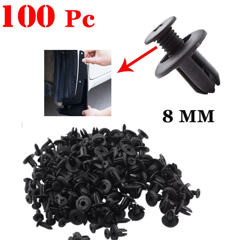 100Pcs Universal Car Rivet Bumper Clip Fastener Clip 8mm Myvi Axia Mud ...