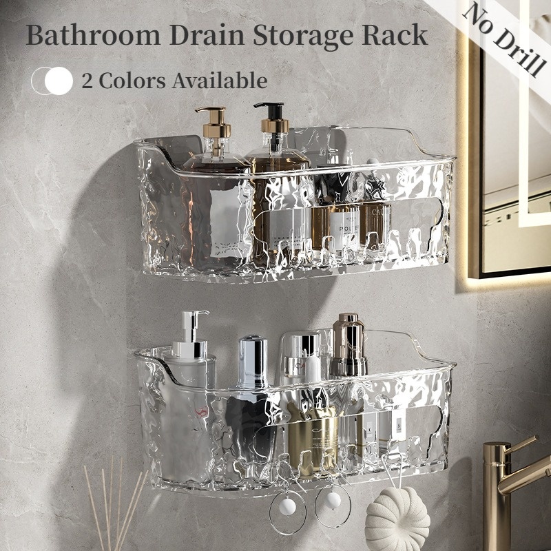 Transparent Shower Basket Bathroom Shelf Light Luxury Wall Hanging Rack ...