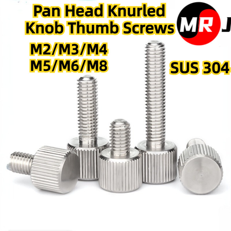[MRJ] 304 Stainless Steel Single Head Knurled Hand Screw Cylindrical ...