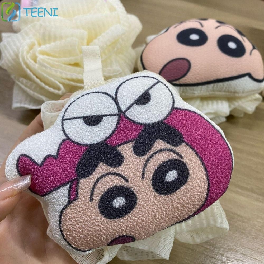 TEENI Cartoon Shower Puff, Plush Doll Crayon Shin-Chan 2 in 1 Bath Ball ...