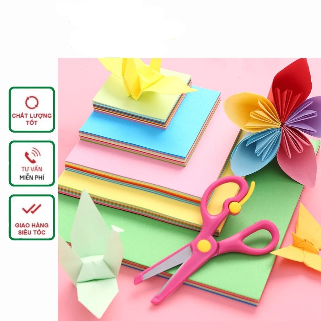 Set of 100 sheets of Origami paper, craft paper, crane and flower ...