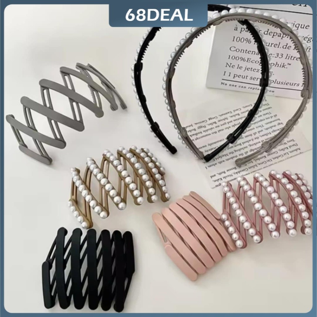 [Johor Stock] Portable Pearl Travel Hair Band Women Foldable Hair Clip ...