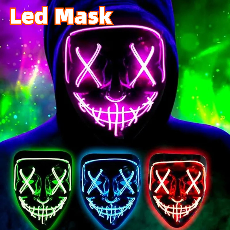 Led Mask Halloween Carnival Christmas Masquerade Party Night Club ...