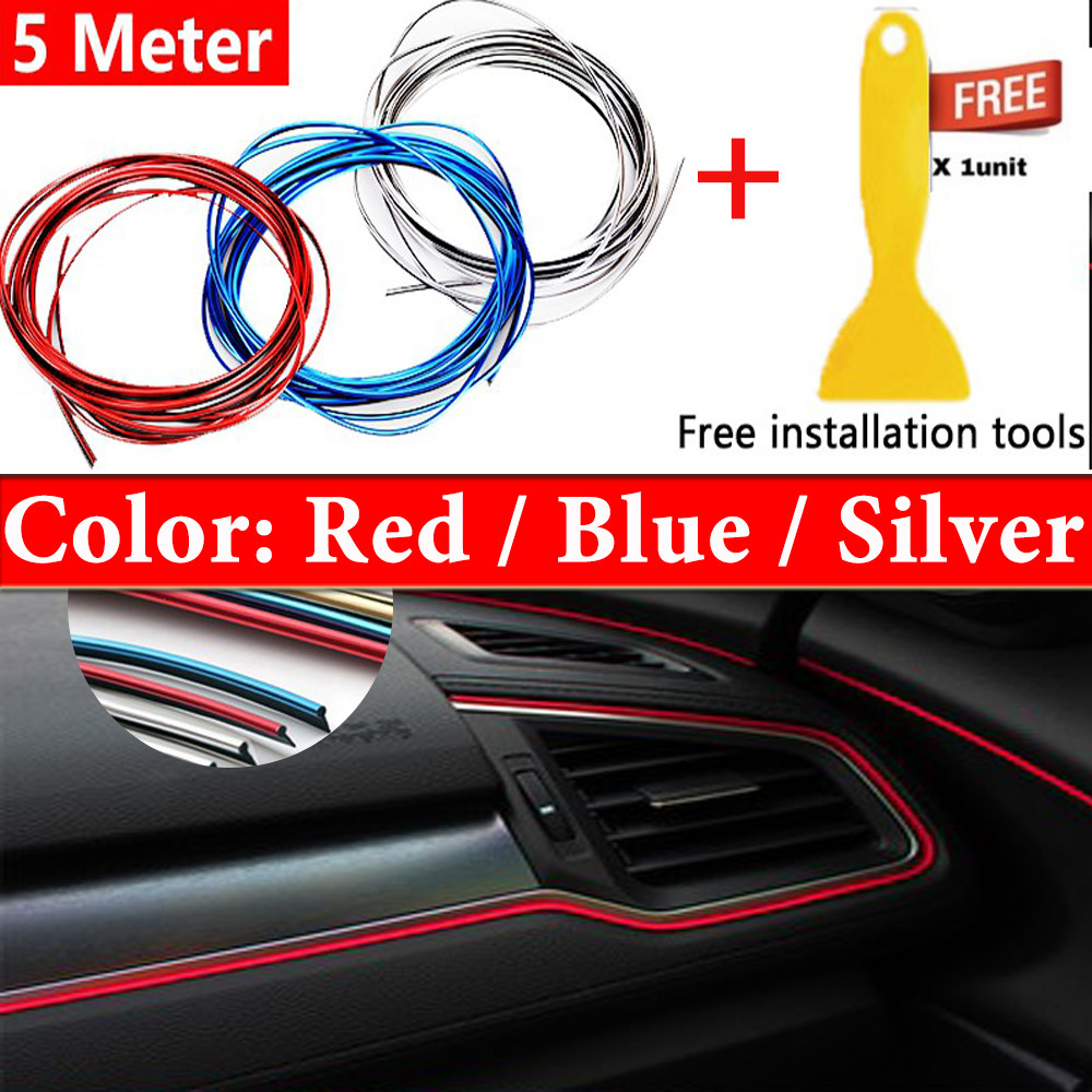 5 Meter Car Lining Strip Grid Interior Gap DF Chrome Trim Garnish Wire ...
