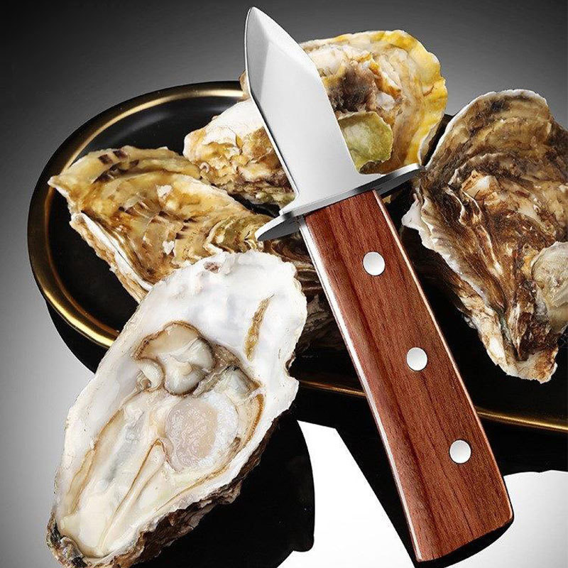 Rosewood Stainless Steel Oyster Knife Thickened Wooden Handle Oyster ...