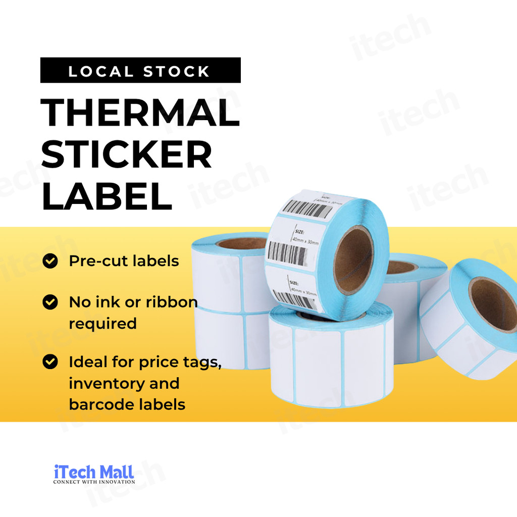 Thermal Label Sticker Barcode Price Tag Product 热敏标签纸 30x20 40x70 40x30 ...