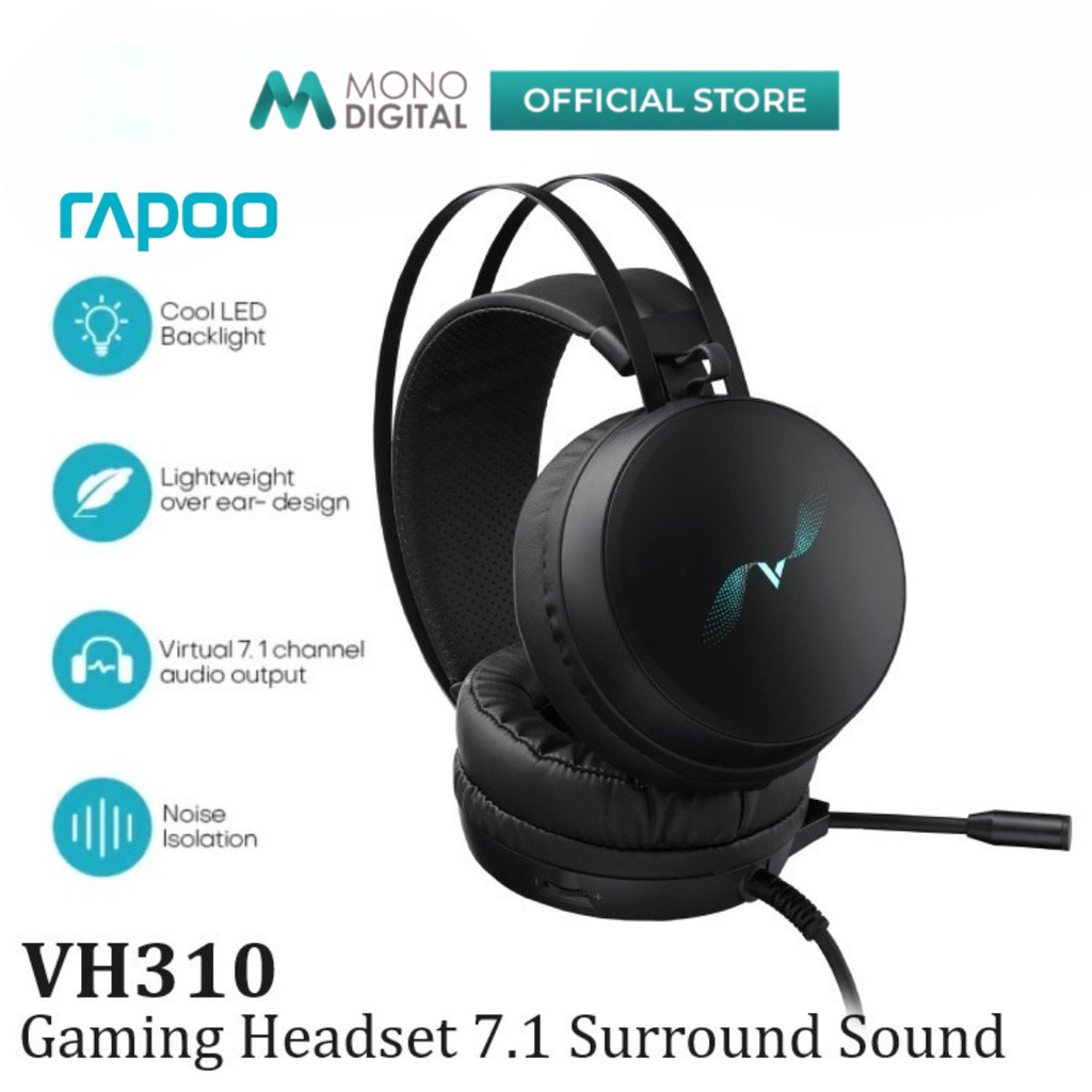 RAPOO VH310 USB WIRED GAMING HEADSET VIRTUAL 7.1 SURROUND SOUND ...