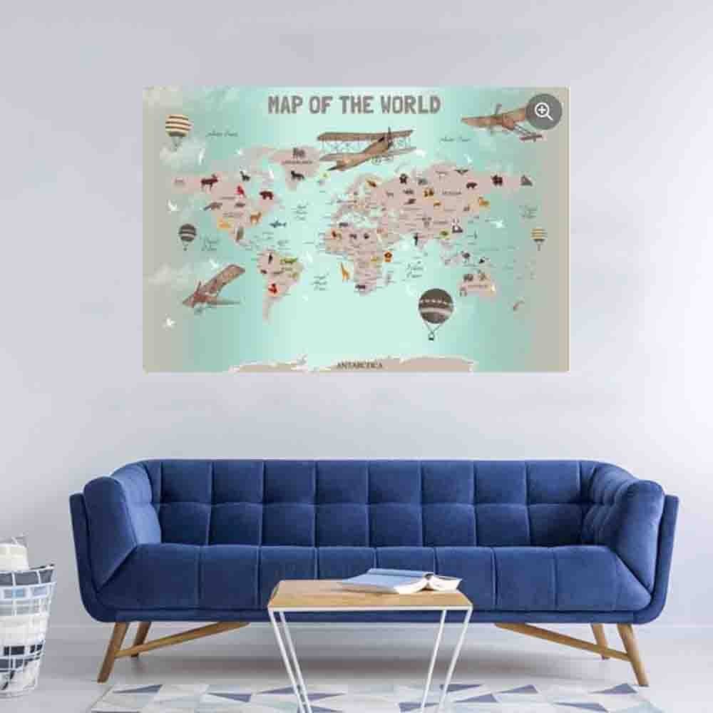 World Map Large Size Map Posters Education Map Canvas Painting Decor ...