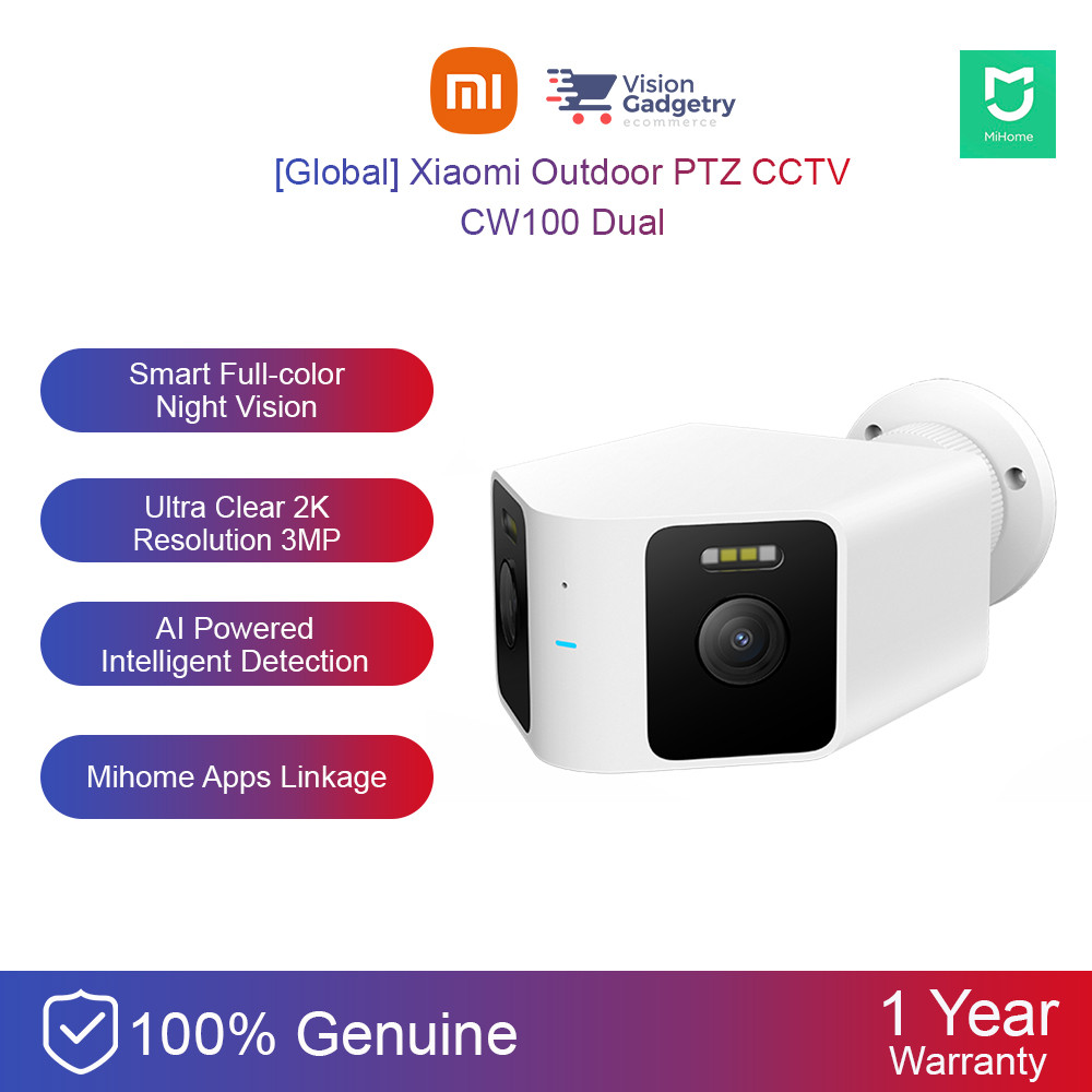 [Global] Xiaomi CW100 Dual PTZ Outdoor 2K 3MP CCTV 360° Panorama IP66 ...