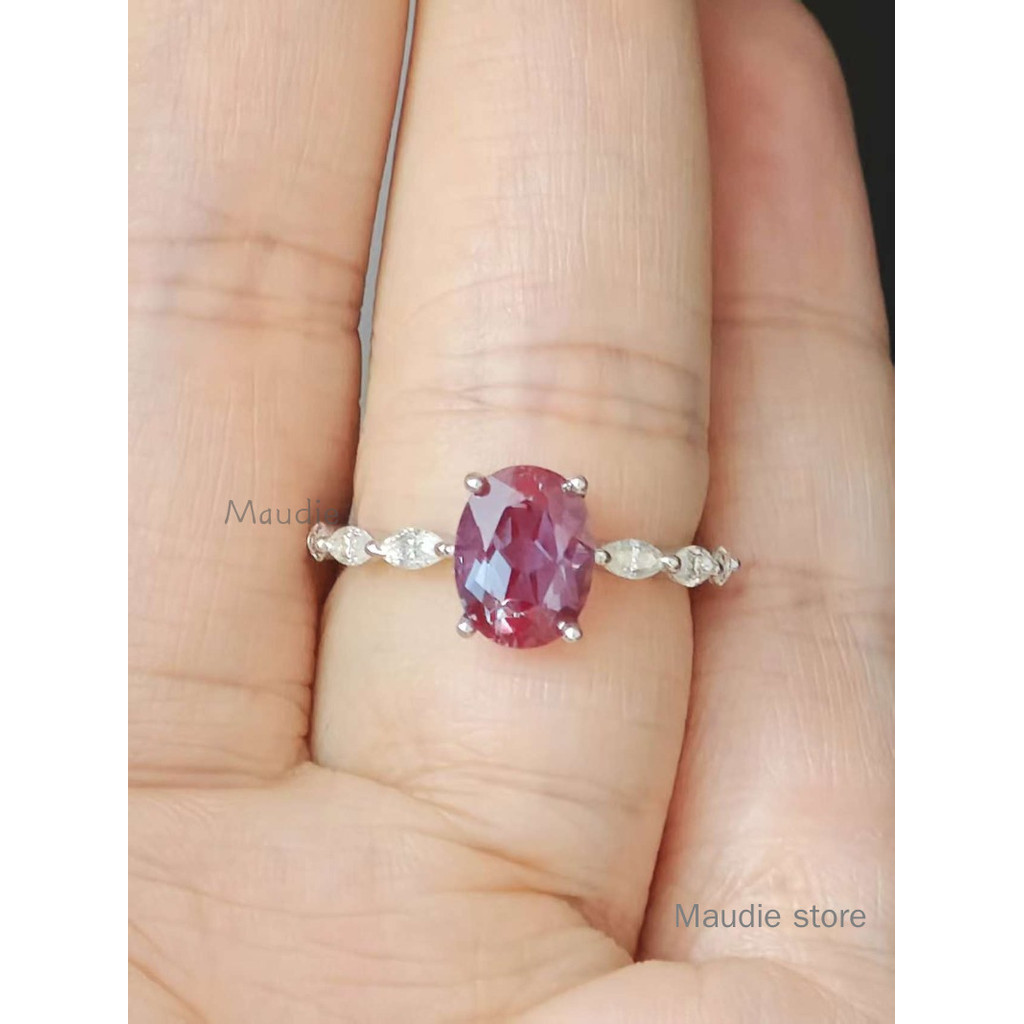 100% Real Lab Grown Alexandrite Moissanite Diamond Ring Photosensitive ...