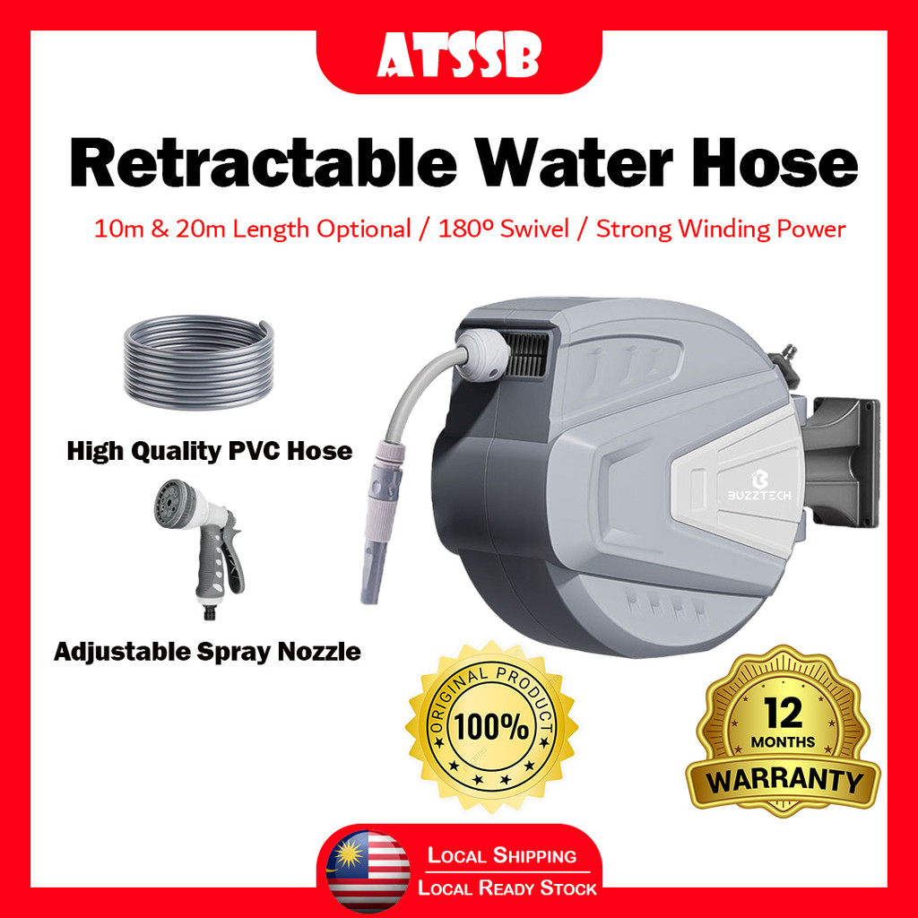 ATSSB 10M 20M Retractable Water Hose Reel Roller Wall Mount Pipe ...