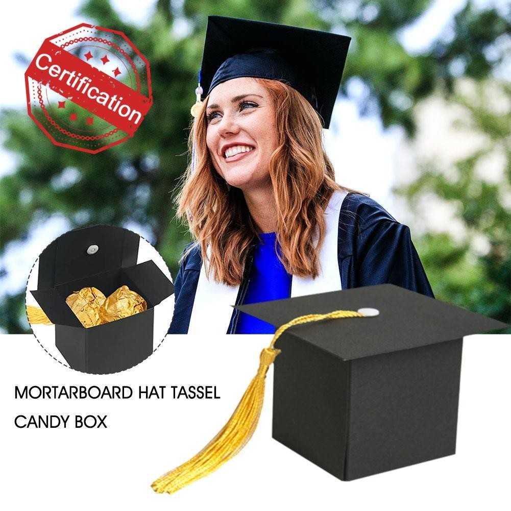 Mini Graduation Cap Gift Box With Tassel Black Square Graduation Candy ...