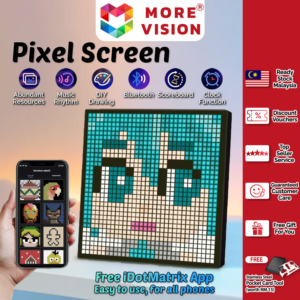 Smart APP Control LED Matrix Pixel Display Screen Board Bluetooth DIY Night Light Pattern Home ...