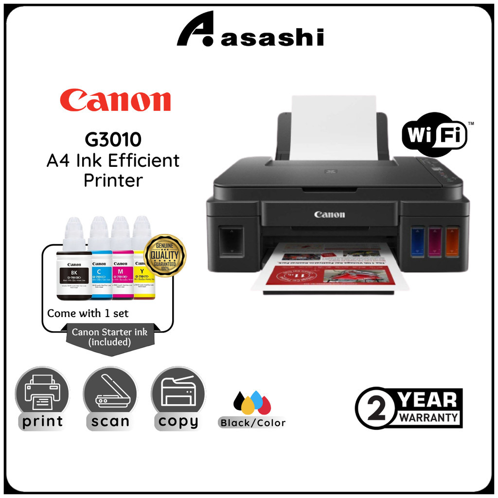 Canon G3010 A4 Ink Efficient Printer (Print,Scan,Copy & Wireless ...