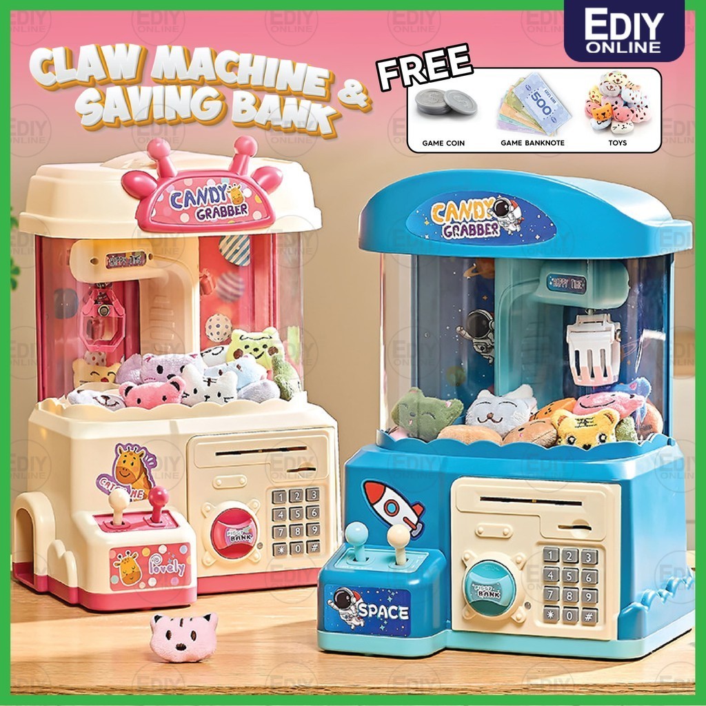 【2in1】 Claw Machine + Tabung Doll Grabber Catcher Toy Twister Egg Game ...