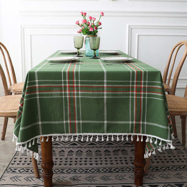 alas meja alas meja makan Alas meja kotak-kotak linen kapas, alas meja ...