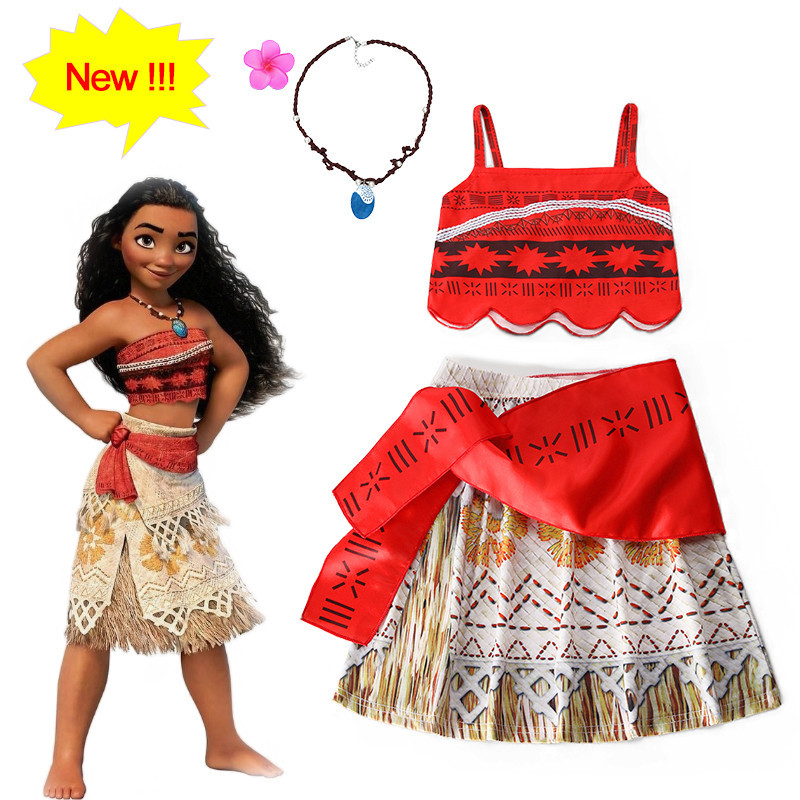 2024 New Moana Dress Set for Girls Moanna Princess Cosplay Costume for ...
