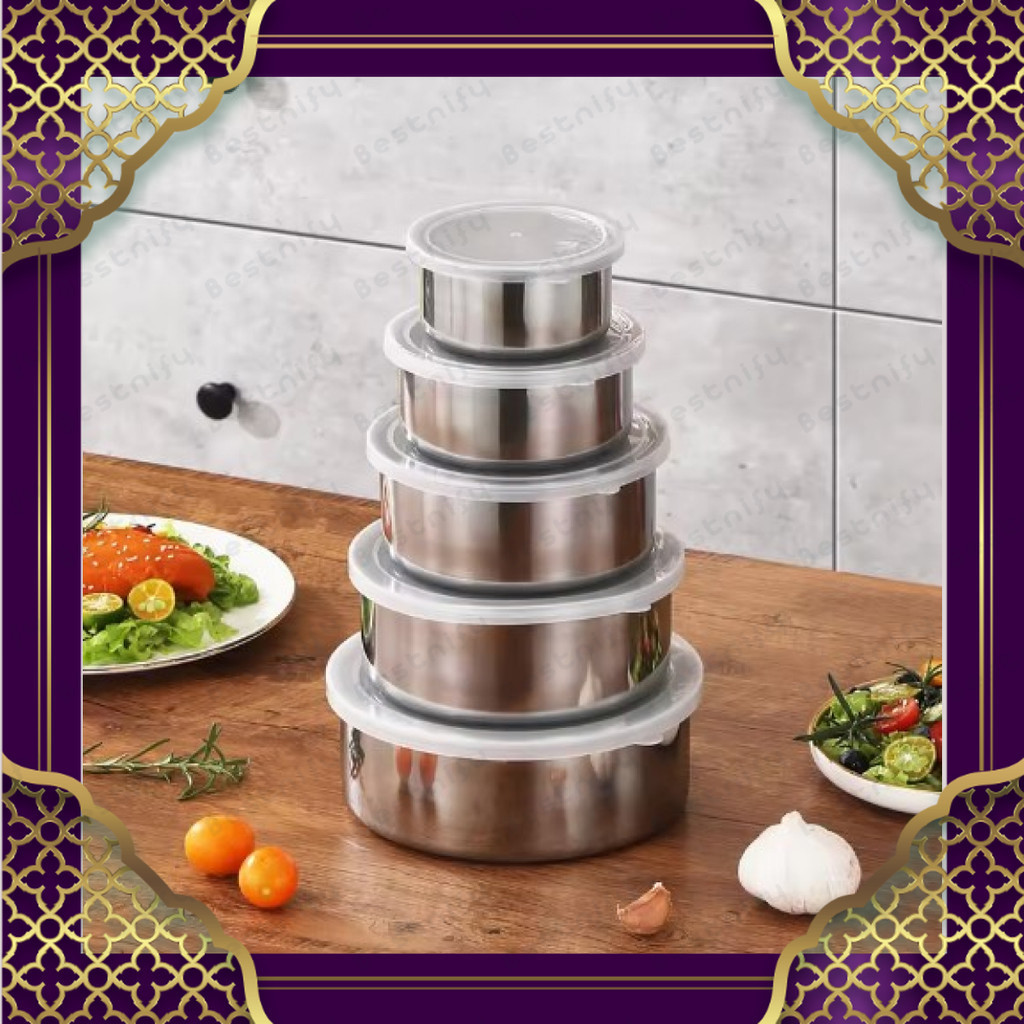 5pcs Stainless Steel Food Container Cover Lunch Box 5 in 1 Fresh Box ...