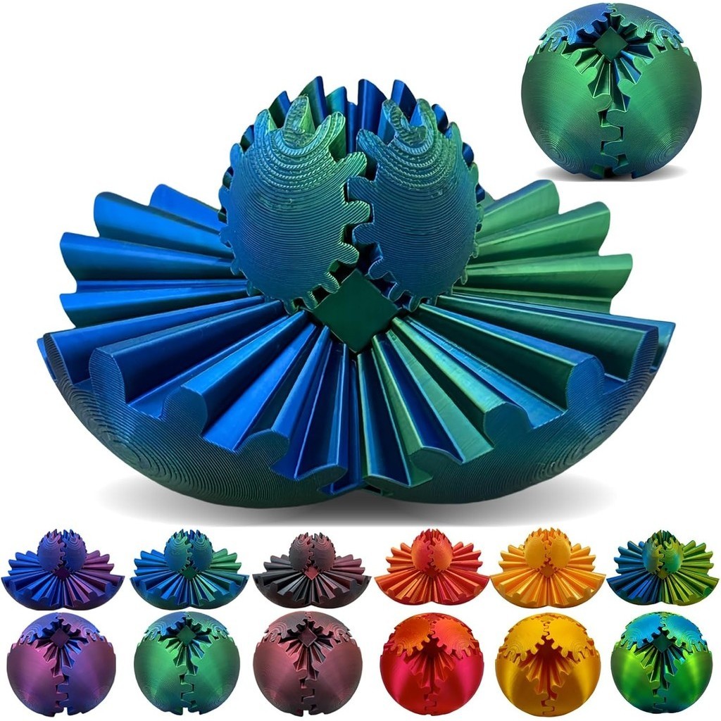 Gear Ball - 3D Printed Gear Ball Spin Ball or Cube Fidget Toy, Gear ...