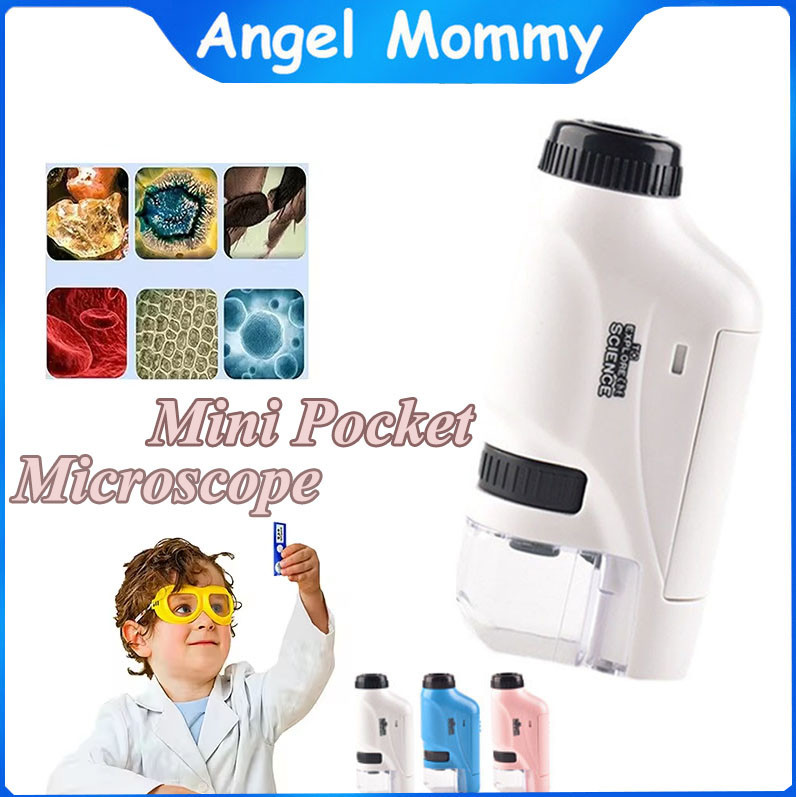 Mini Pocket Magnification Microscope Battery Powered with LED Light ...