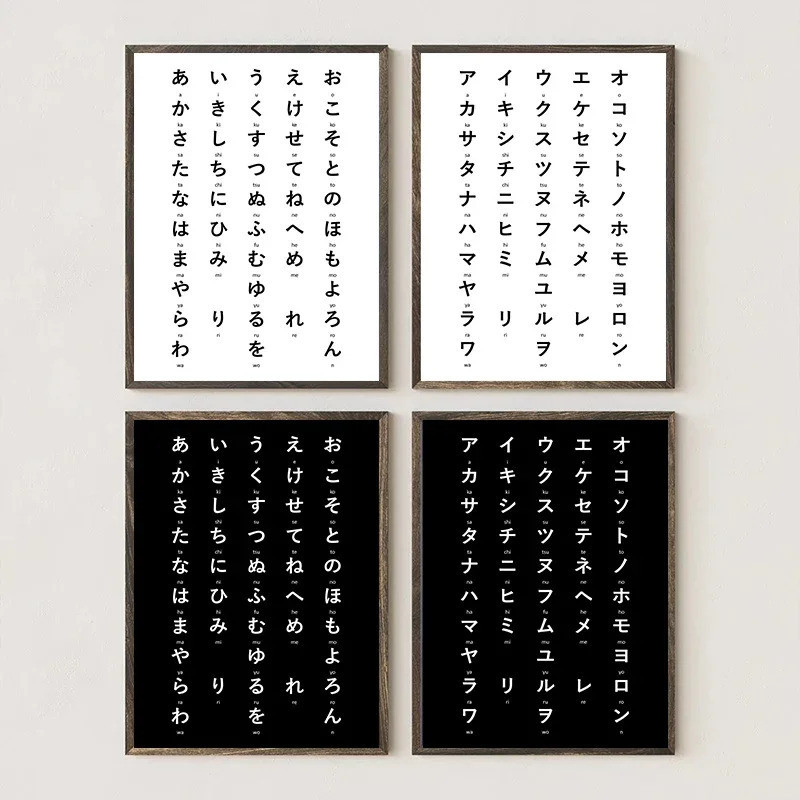 Carta abjad jepun Poster seni Minimalism moden mencetak Hiragana ...