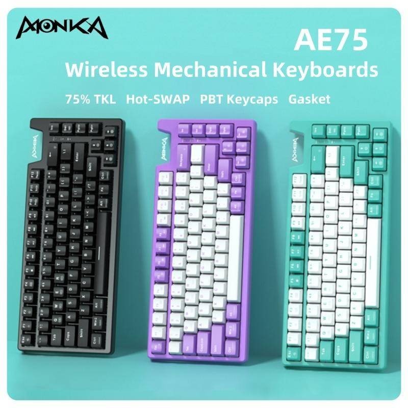 Monka AE75 wireless mechanical keyboard 75% TKL HOT-SWAP PBT Dual-color ...