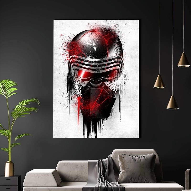 Kylo Ren Graffitti Helmet The Unframed Tormented and Powerful Dark Side Art Home Wall Decor ...