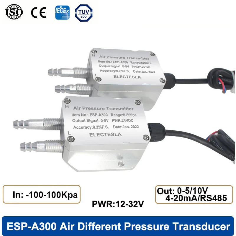 Pressure Sensor -100-0-100Kpa 0-5V 0-10V 4-20mA RS485 Wind Differential ...