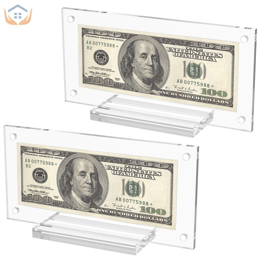 2 Pcs Dollar Bill Frame Acrylic Dollar Bill Holder with Base Double ...
