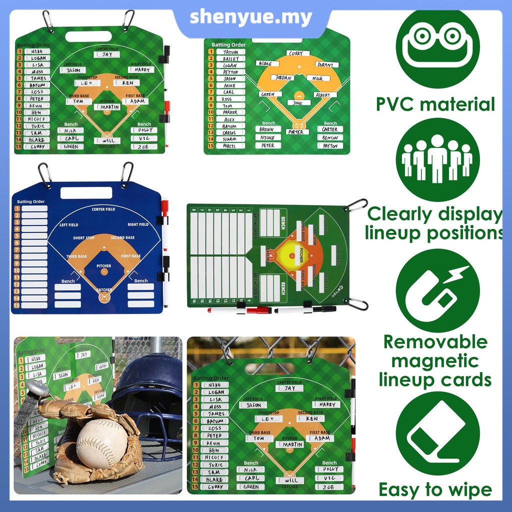 Magnetic Baseball Lineup Board Double-Sided Baseball Coaching Clipboard ...