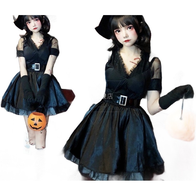 Halloween Costume Witch Costume Drag Party Adult Girl Elf Devil Costume ...