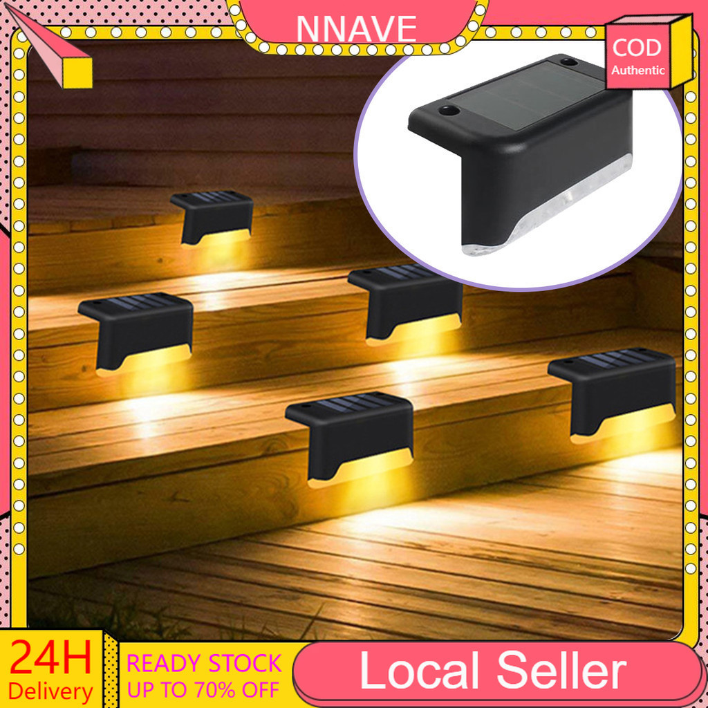 4Pcs LED Solar Stair Light Black Warm Light Waterproof Auto-Charging ...
