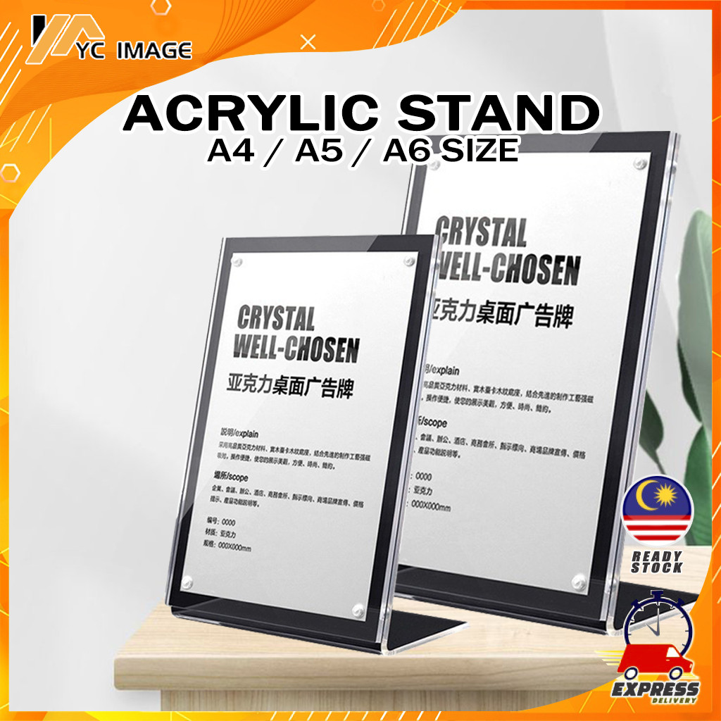 Acrylic Stand (A4 A5 A6 Size) Acrylic T/L-Shape Display Stand, T/L ...