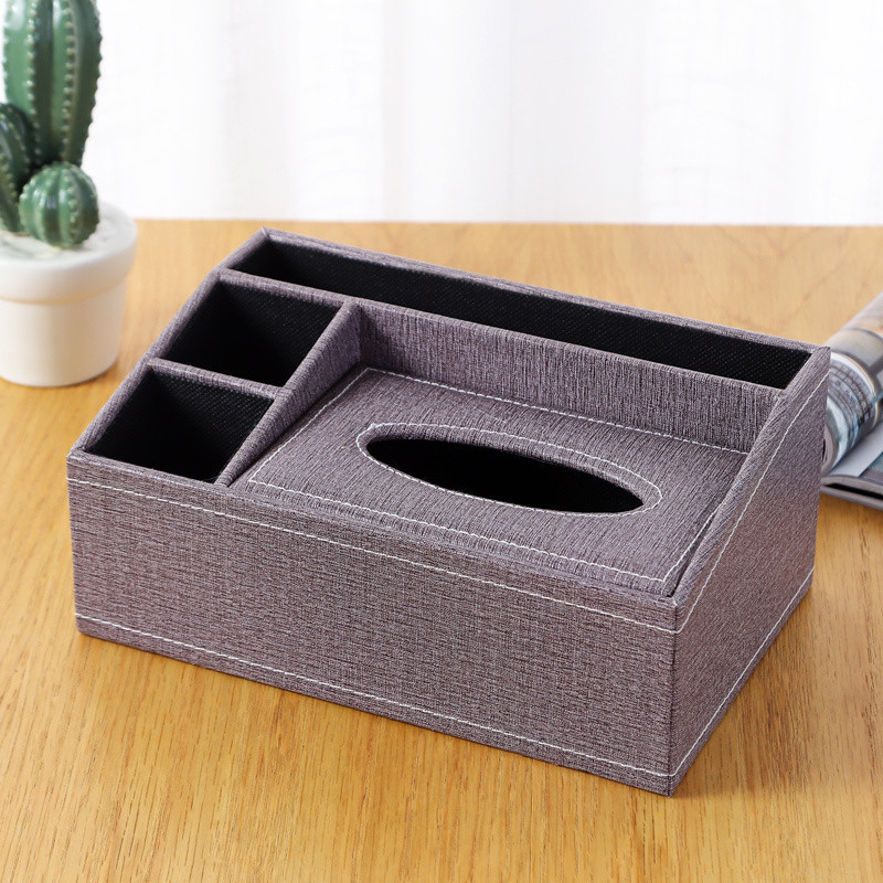 Leather Tissue Box Remote Control Storage Box Living Room Coffee Table ...