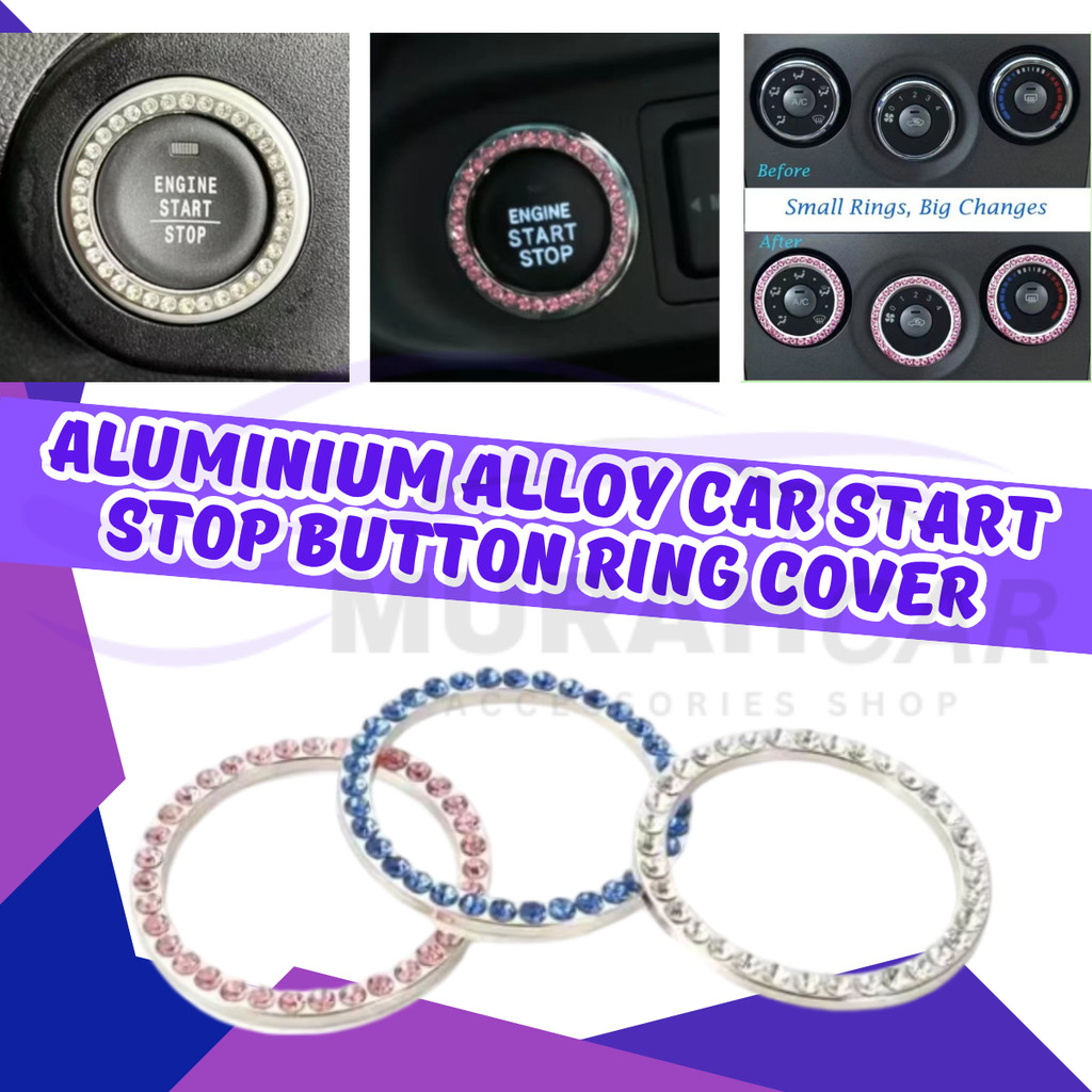 Car Start Stop Button/Push Start Key Decoration Ring crystal diamond ...