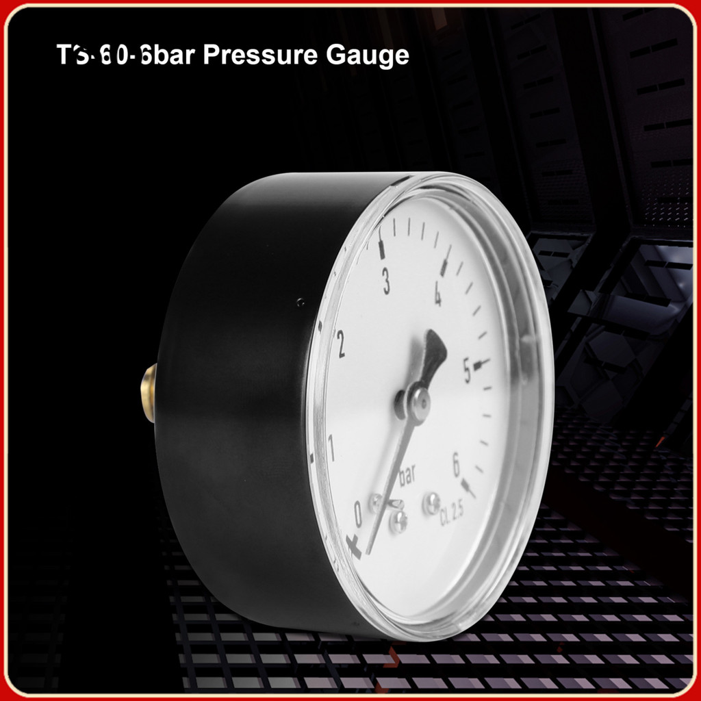 1/4 Male NPT Thread Mount 0-6bar Plate Manometer Pressure Dial Gauge ...