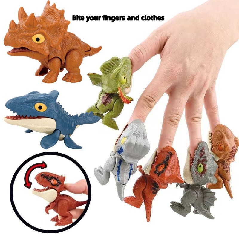 Mini Finger Bite Dinosaur Movable Limb Simulation Animal Model Fun Toy ...