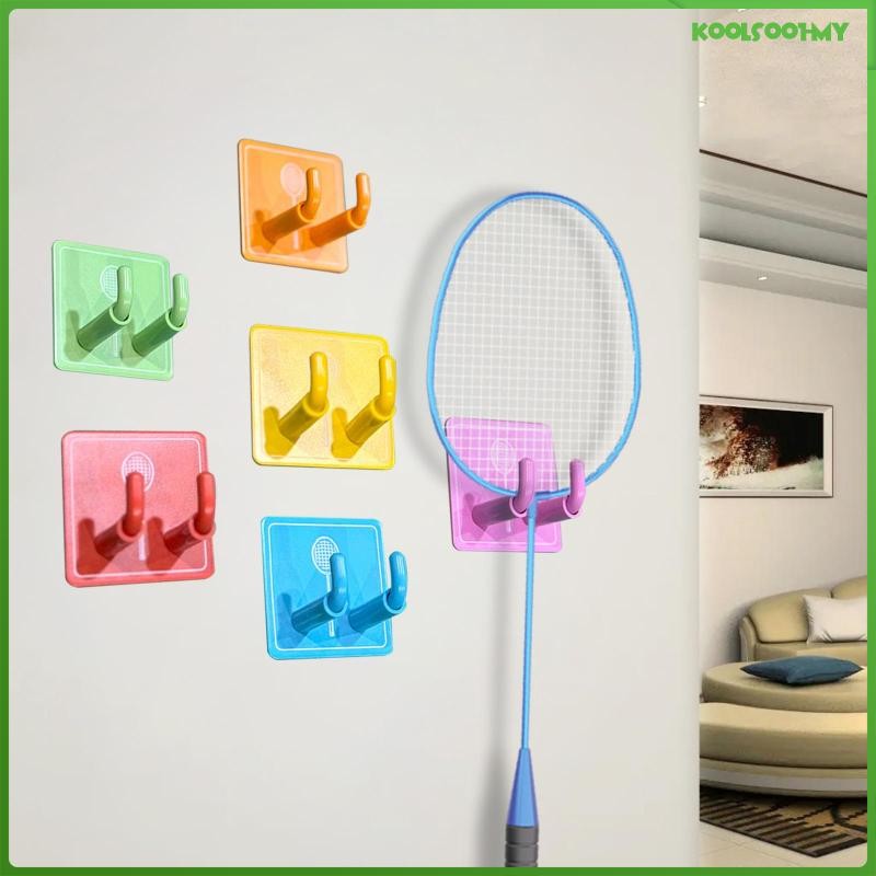[KoolsoobdMY] 6 Pieces Wall Mounted Racket Rack Badminton Racket Hook ...
