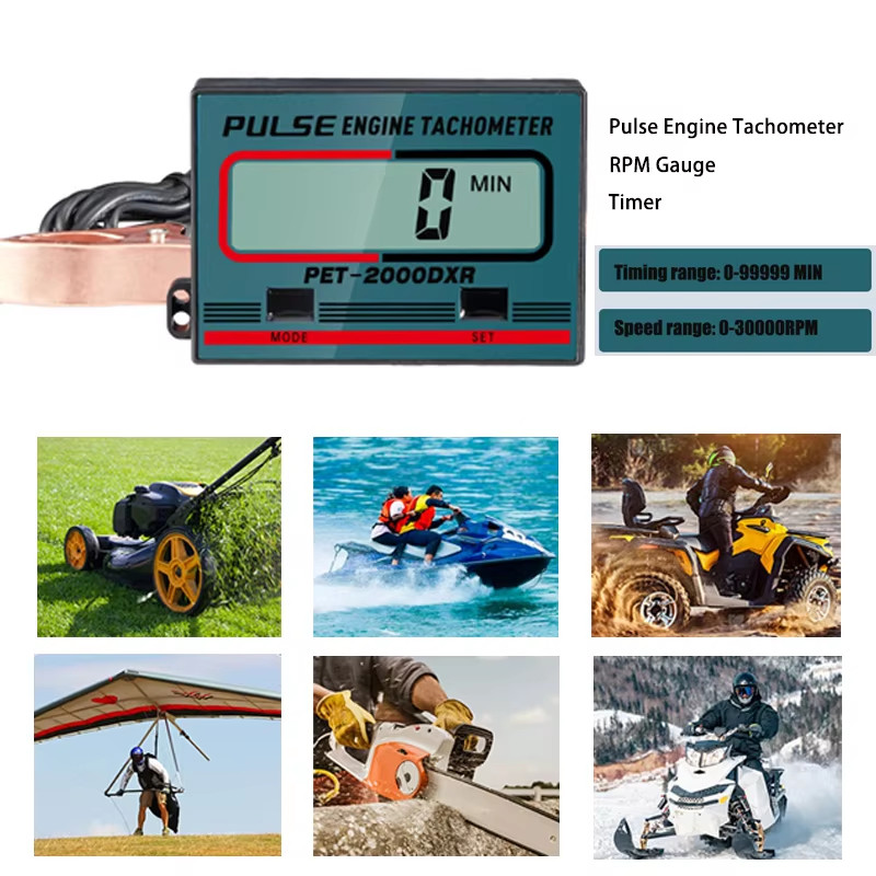 Tachometer Gauge Pulse Engine Tach Hour Meter Digital for Motorcycle ATV Lawn Mower 2/4 Stroke ...